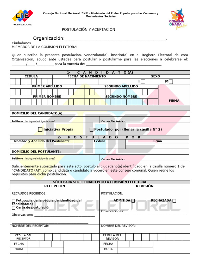 Formato de Postulacion y Aceptacion | PDF | Responsabilidad | Democracia