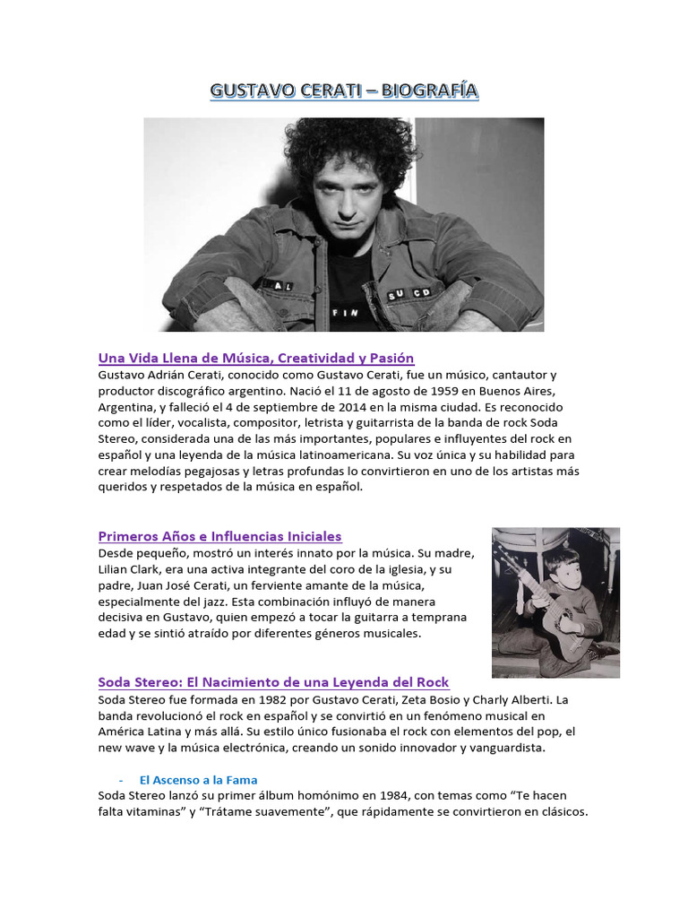 GUSTAVO CERATI Biografía | PDF | La música rock