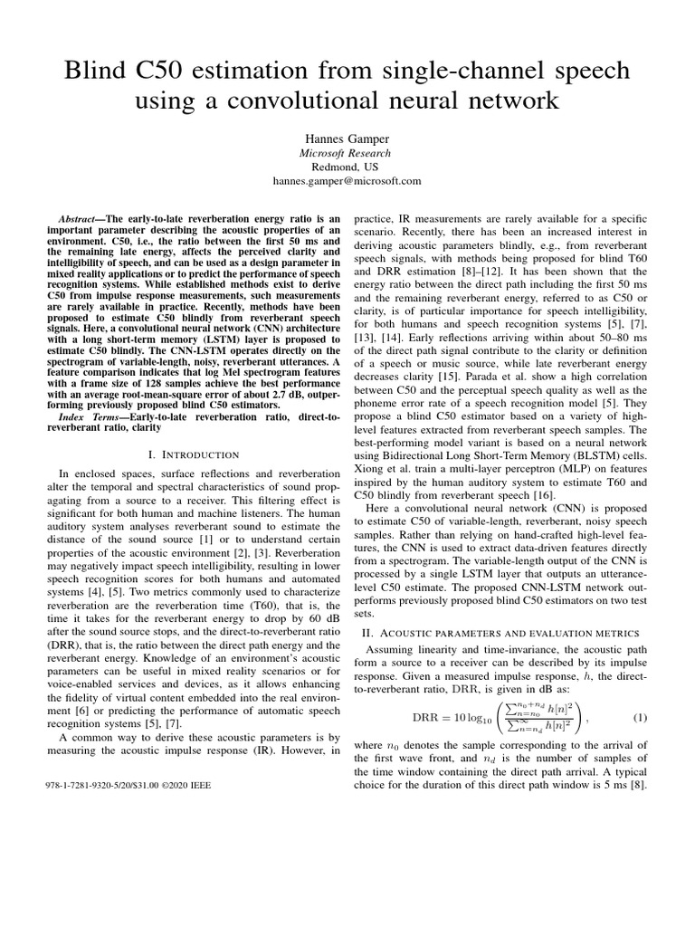 Blind C50 Estimation Gamper MMSP 2020 | PDF | Applied Mathematics | Algorithms