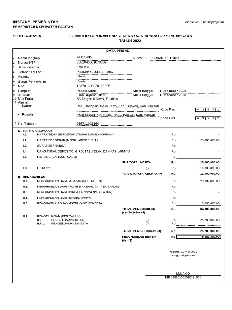 Formulir Lhkasn Rev41 | PDF