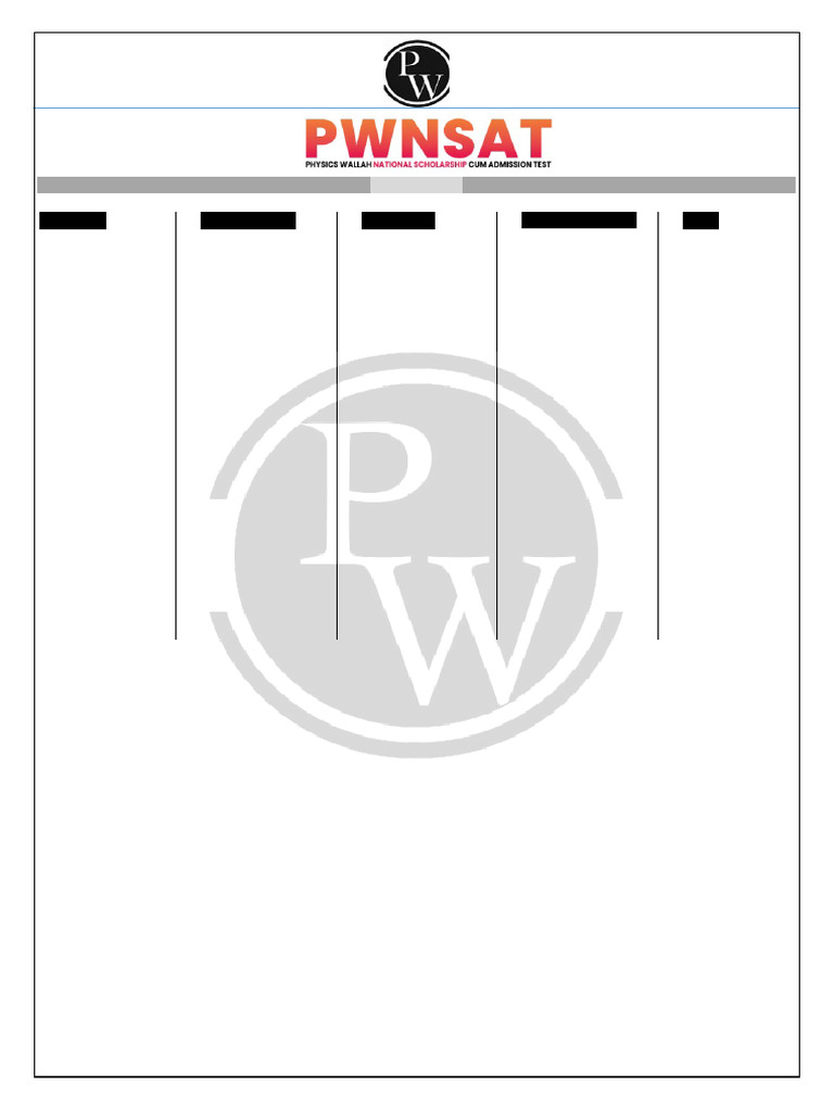ANswer Key - PWNSAT - Sample Paper - Class-7 | PDF