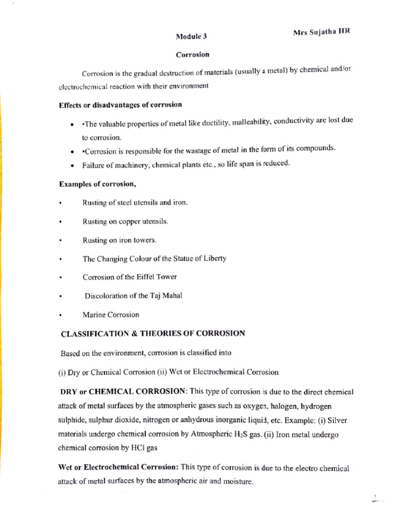 Module 3 Material | PDF | Corrosion | Chemistry