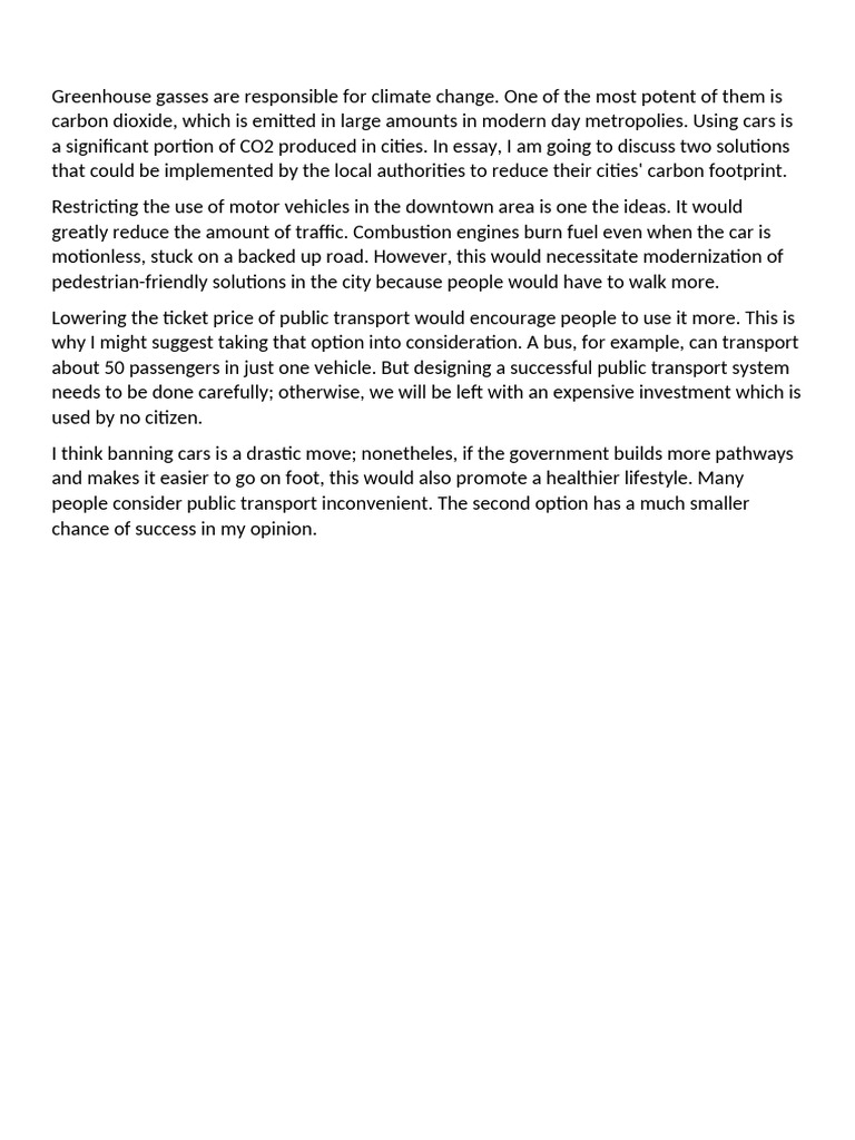 Essays - Week 2 | PDF | Car | Public Transport