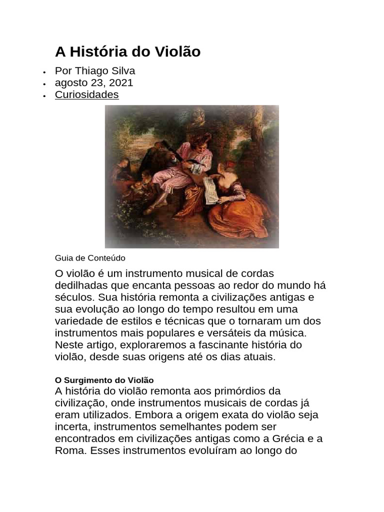 A História do Violão | PDF | Guitarras | Violão clássico