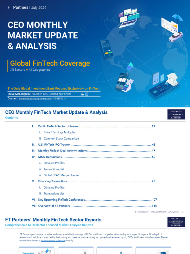 Monthly FinTech Market Update - July 2024 | PDF | Mergers And ...