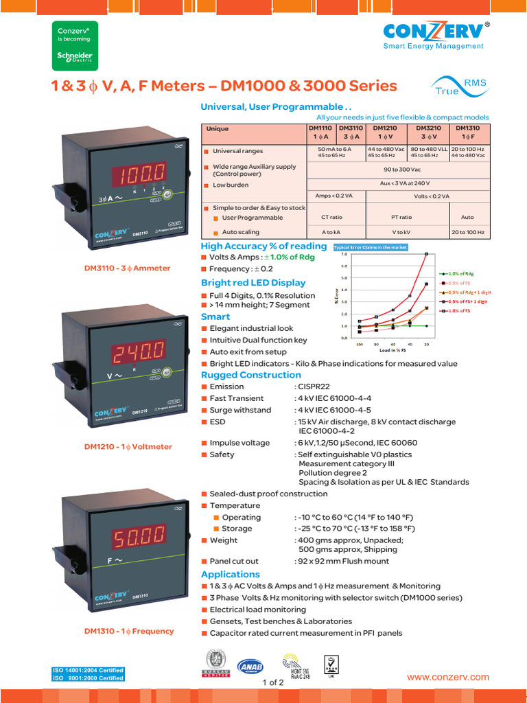 DM 3000_DM1000 datasheet V02.01.00.d04 | PDF | Alternating Current | Electrical Engineering