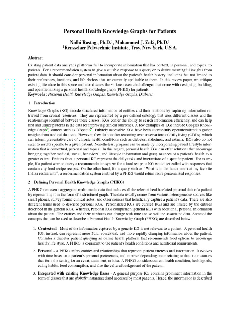 Personal Health Knowledge Graphs for Patients | PDF | Information ...
