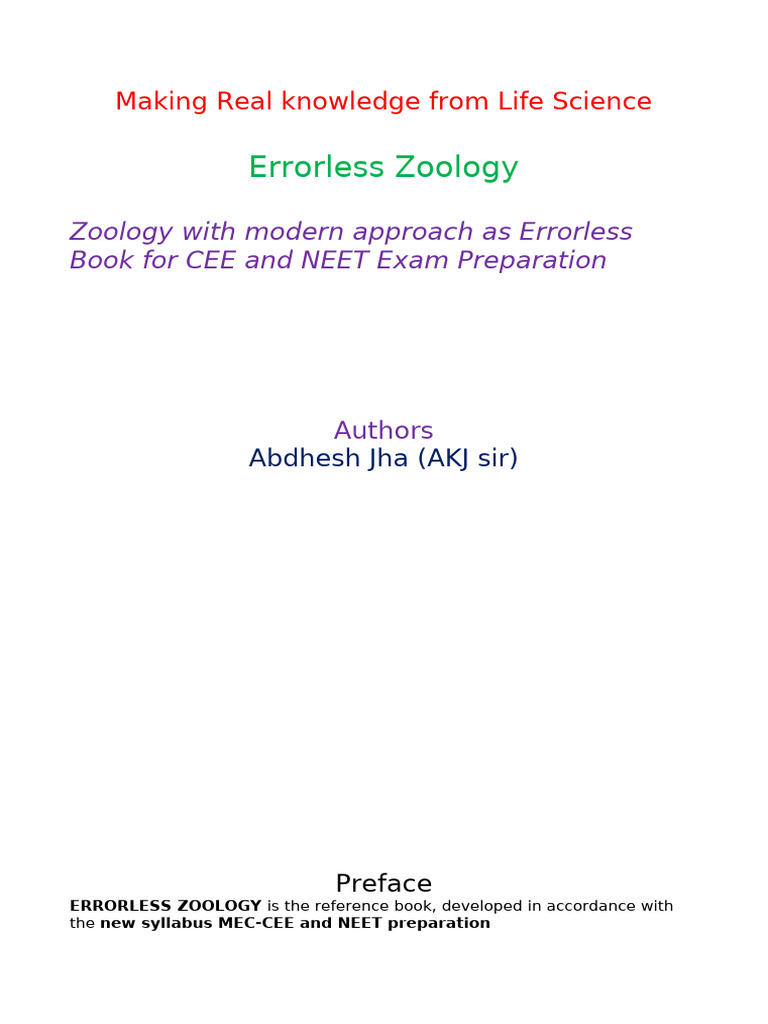 AJ Zoology final volume 1 origin and evolution, animal adaptation and ...