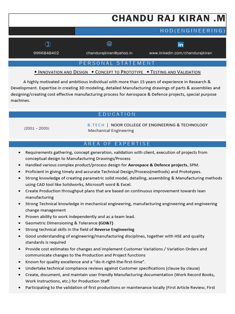 Chandu's Resume- new | PDF | Engineering | Composite Material