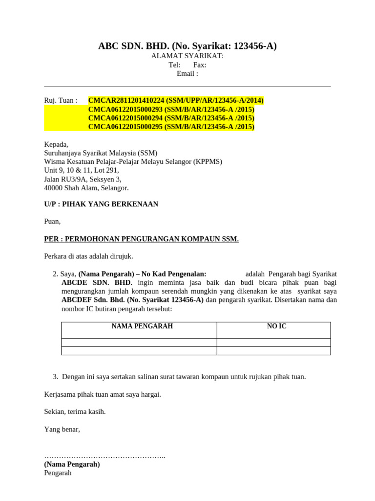 Sample Surat Rayuan Kompaun | PDF