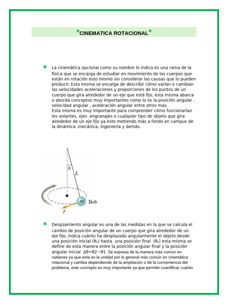Cinematica Rotacional | PDF | Velocidad | Cinemática