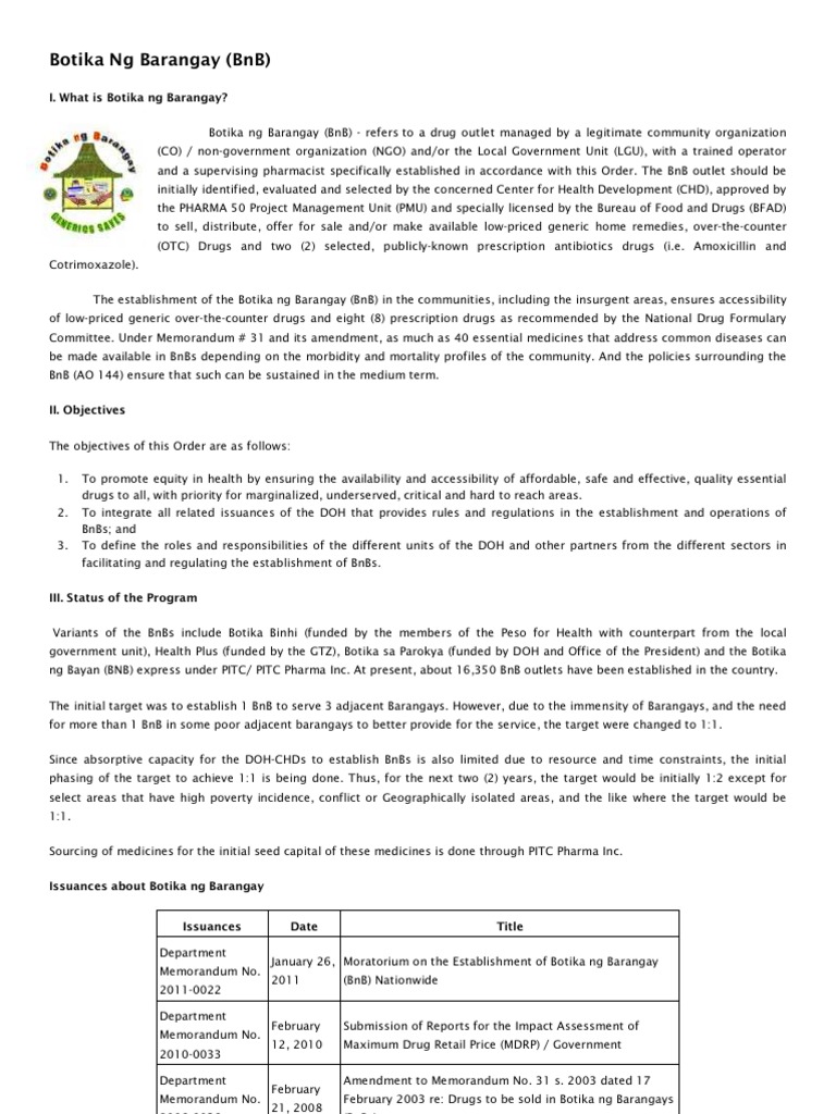 Botika NG Barangay | PDF | Dentistry | Infant Mortality