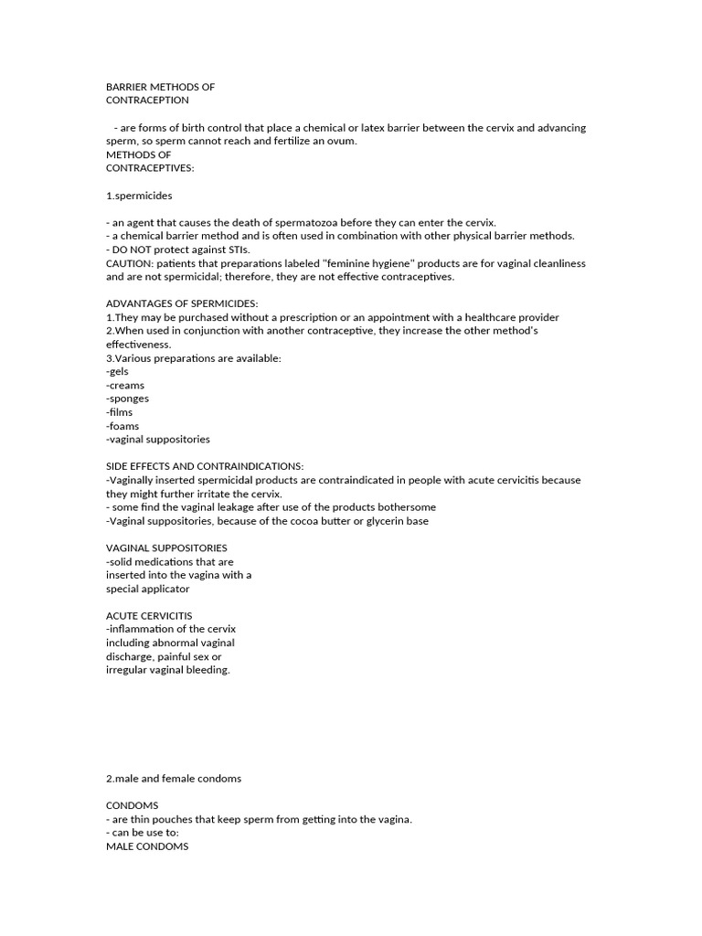 BARRIER METHODS | PDF | Condom | Clinical Medicine