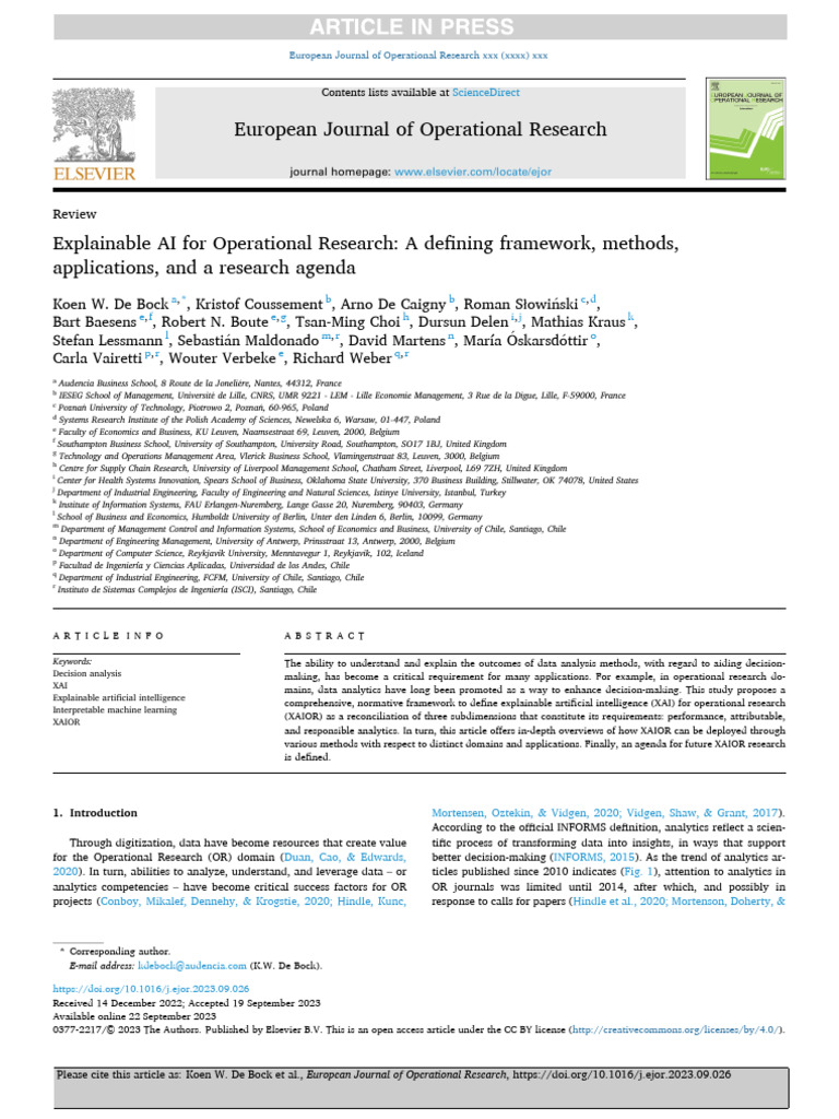 Explainable AI Framework for OR | PDF | Linear Regression | Regression Analysis