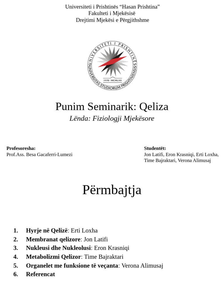 Qeliza Seminar Fiziologji Eroni | PDF