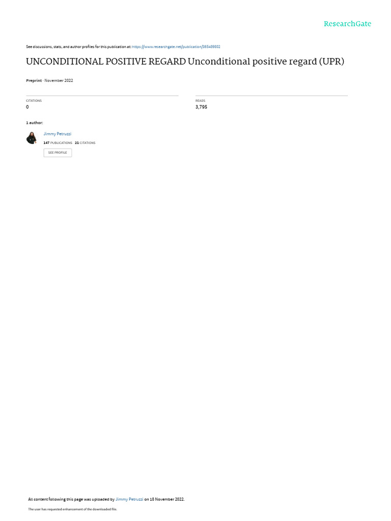UNCONDITIONAL POSITIVE REGARD Unconditional Positive Regard (UPR) | PDF ...