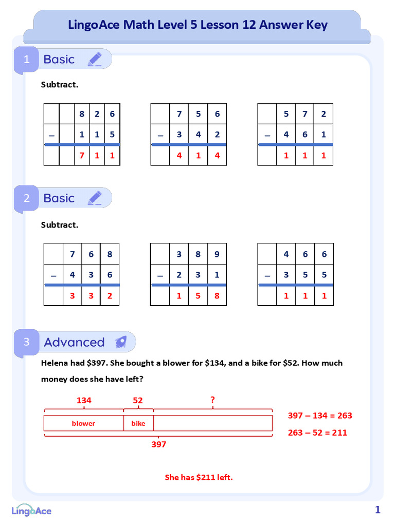 Math-Level5-Lesson12-Assignment-Answer Key-Final | PDF