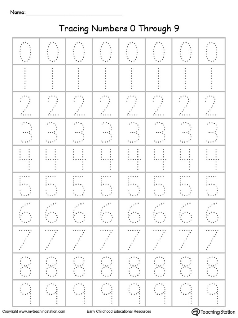 Mts Tracing Numbers 0 Through 9 | PDF