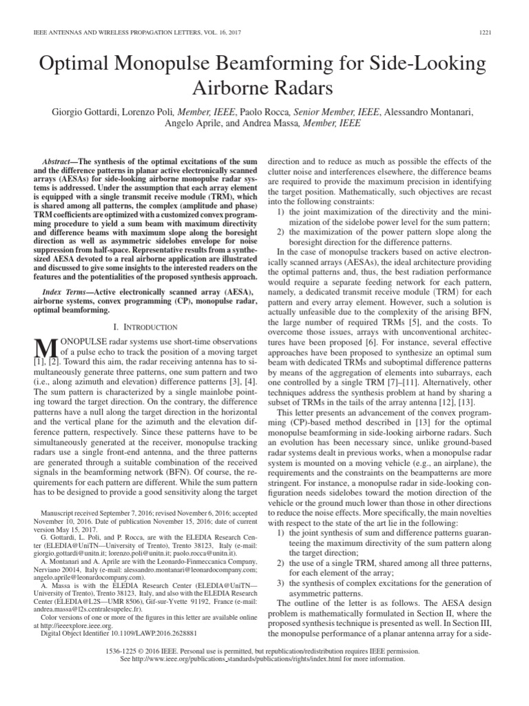 2017 Optimal Monopulse Beamforming For Side-Looking Airborne Radars ...