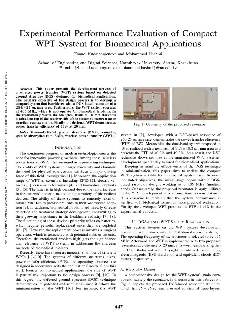 Experimental Performance Evaluation of Compact WPT System For ...