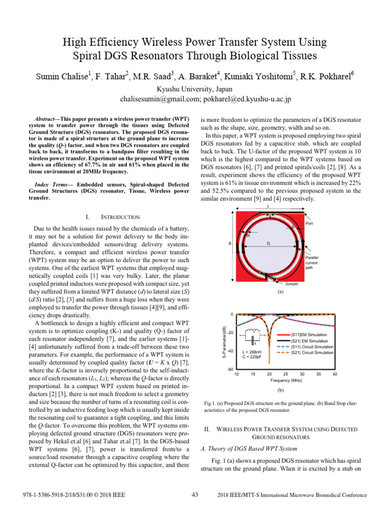 High Efficiency Wireless Power Transfer System Using Spiral DGS ...