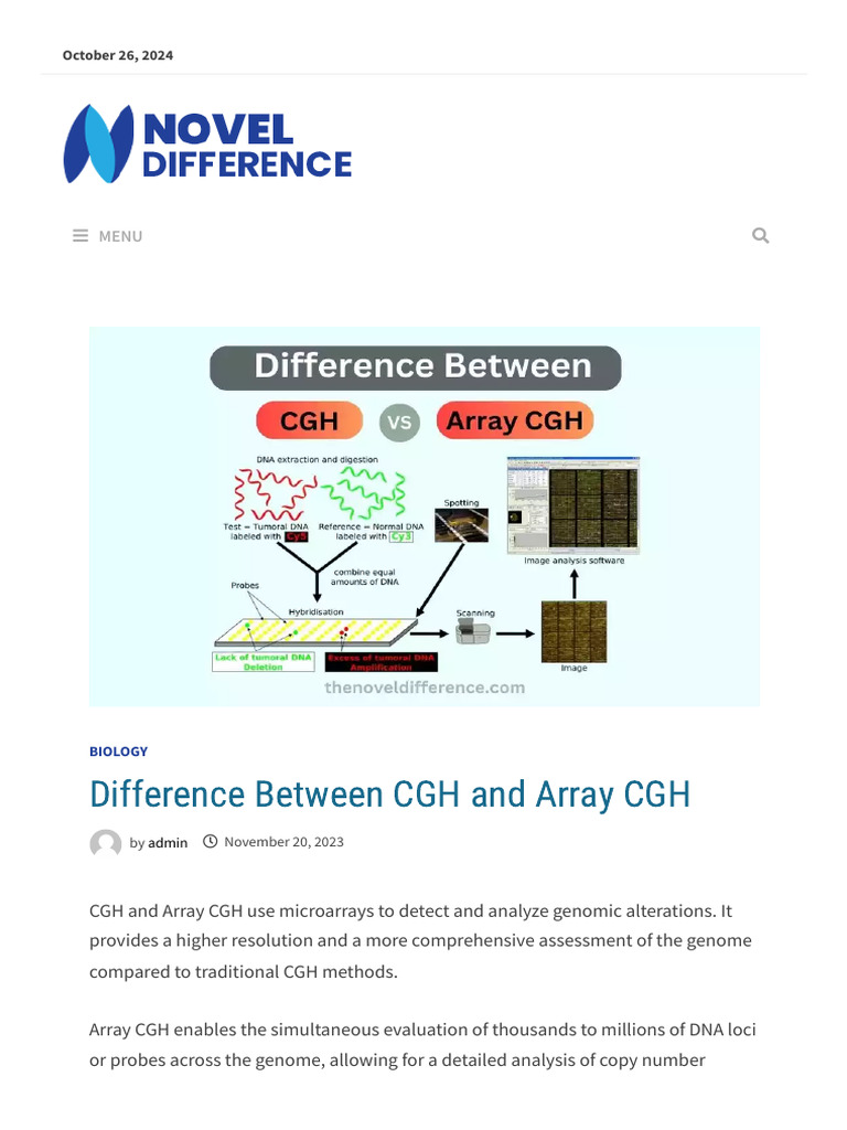 Difference Between CGH and Array CGH - The Novel Difference | PDF | Dna ...