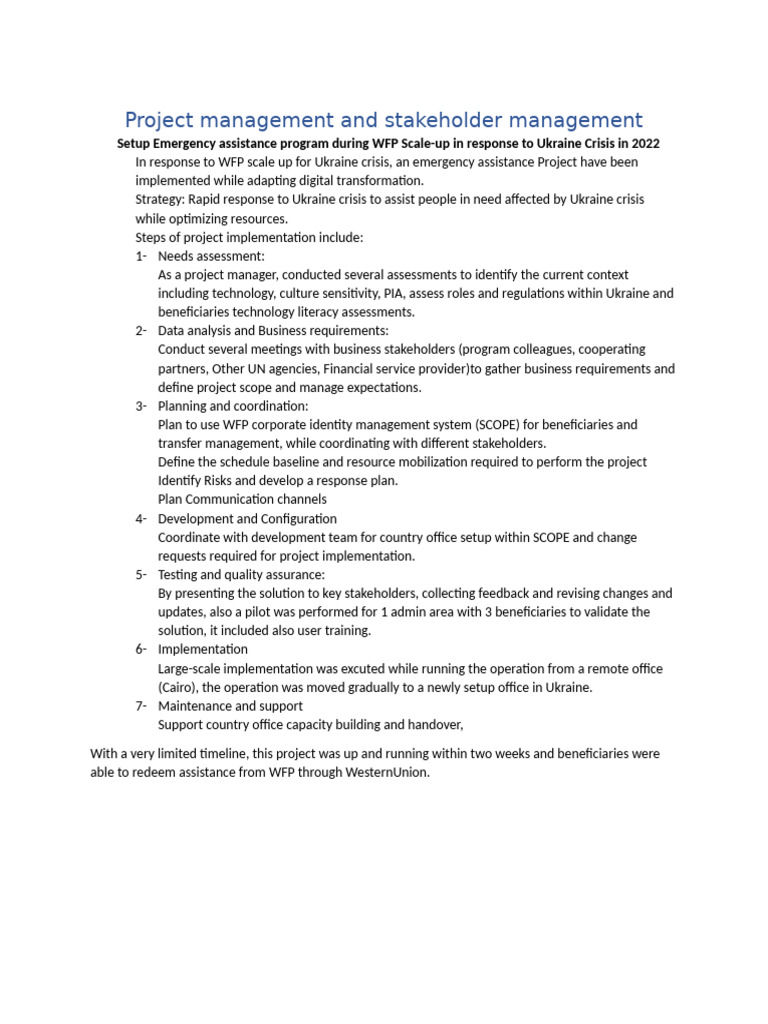 Project management and stakeholder management | PDF