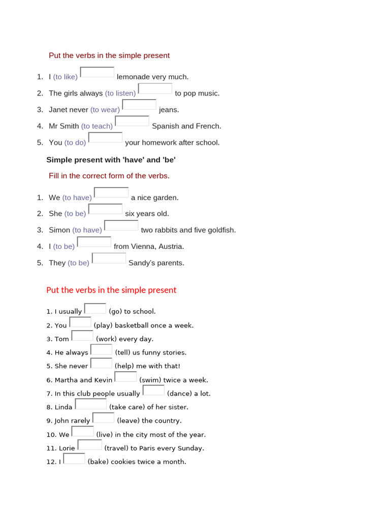 Simple present Exercises | PDF