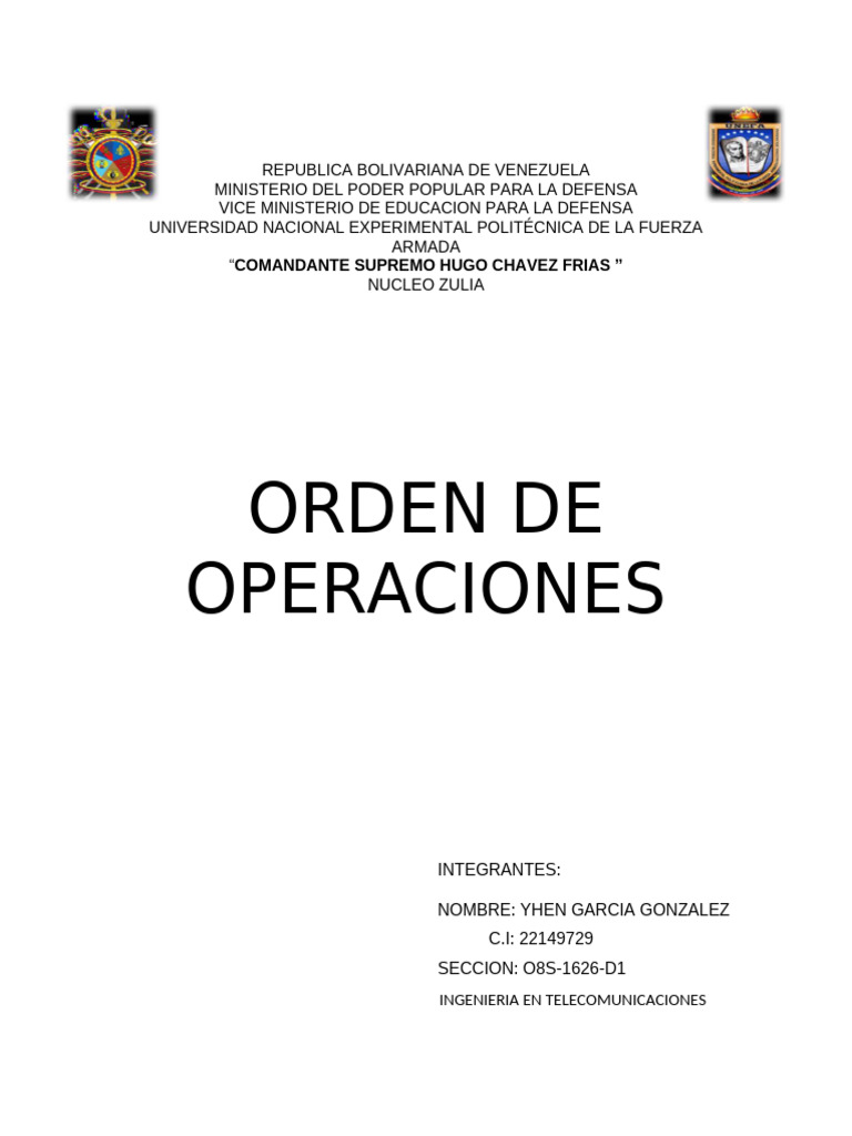 Orden de Operacion, Yhen... | PDF