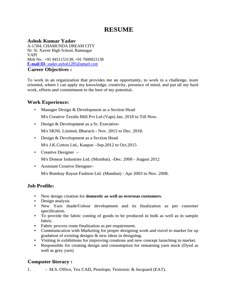 ASHOK CV | PDF | Textiles