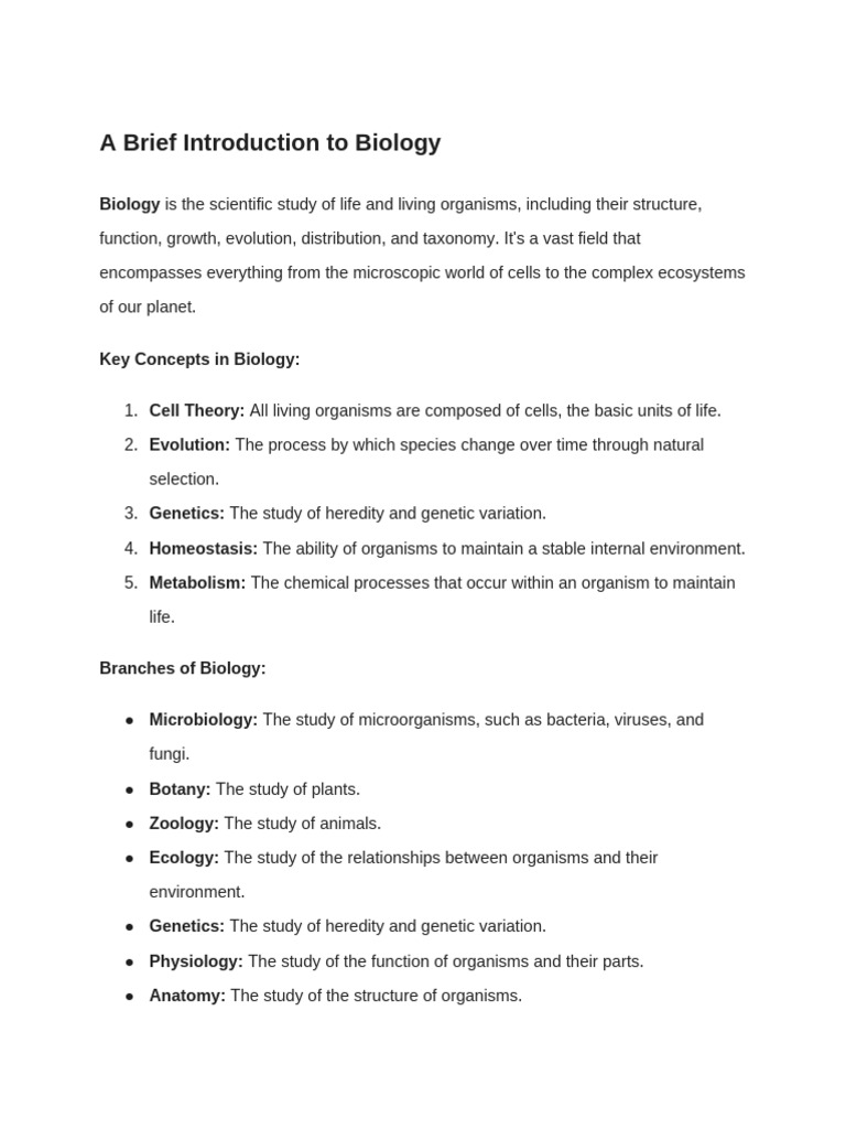 Biology Its Importance | PDF | Self-Improvement | Wellness