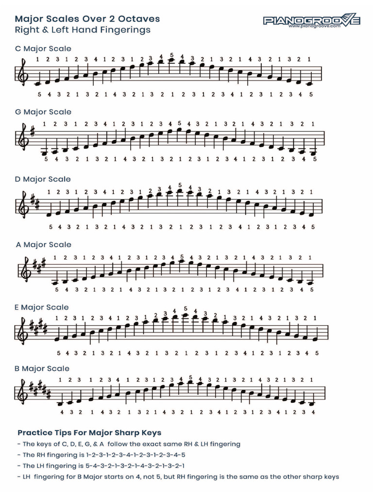 Major Scale Fingerings | PDF