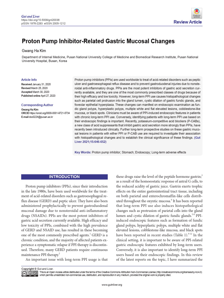 Proton Pump Inhibitor-Related Gastric Mucosal Changes-Compactado | PDF ...