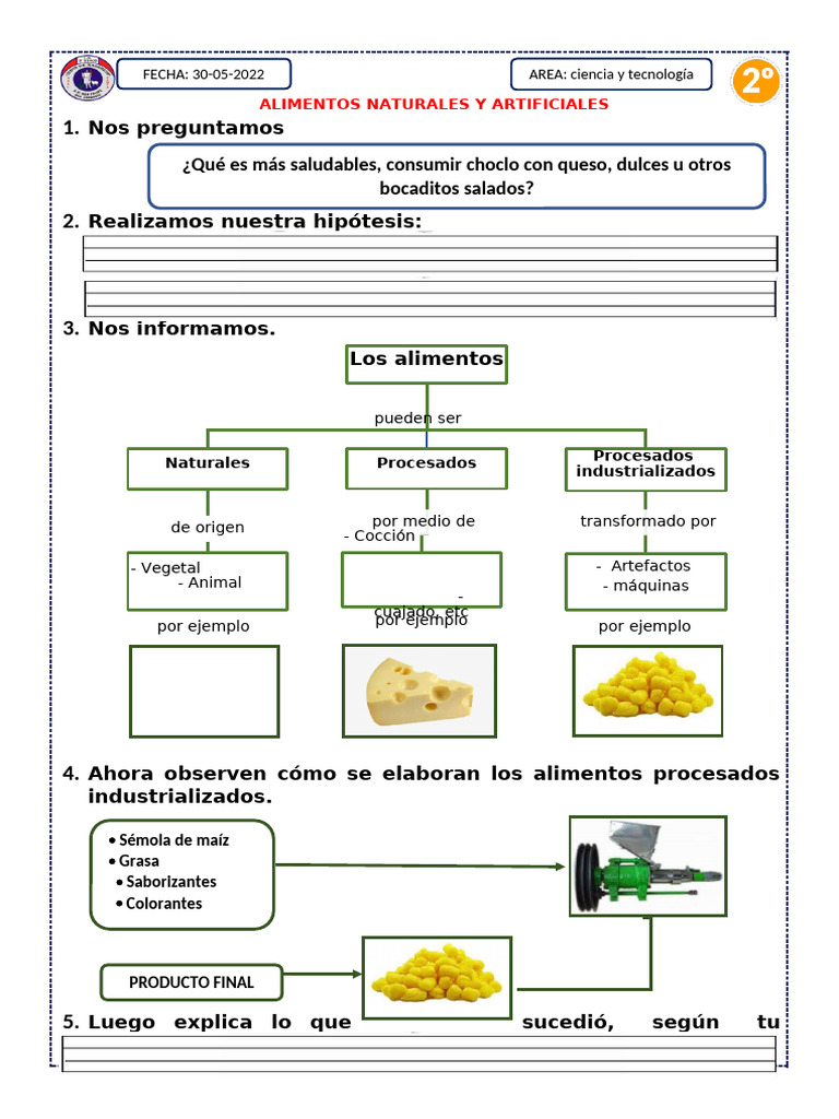 Ficha-Alimentos Naturales y Artificiales | PDF | Salud y bienestar