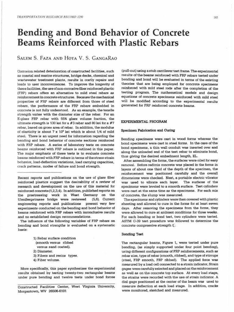 Bending and Bond Behavior of Concrete | PDF | Reinforced Concrete ...