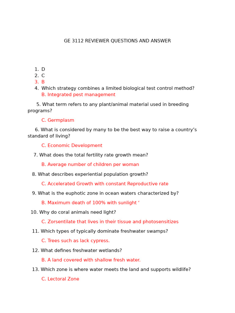 Ge 3112 Reviewer Questions and Answer | PDF | Science & Mathematics | Technology & Engineering