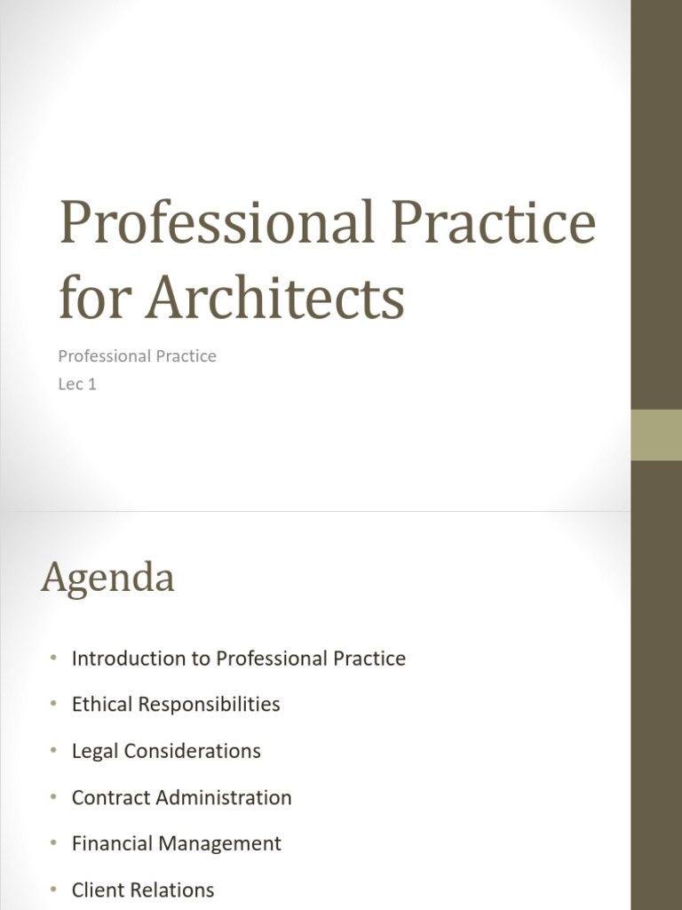 LEC 1 Professional_Practice_Course_for_Architects | PDF | Architect ...