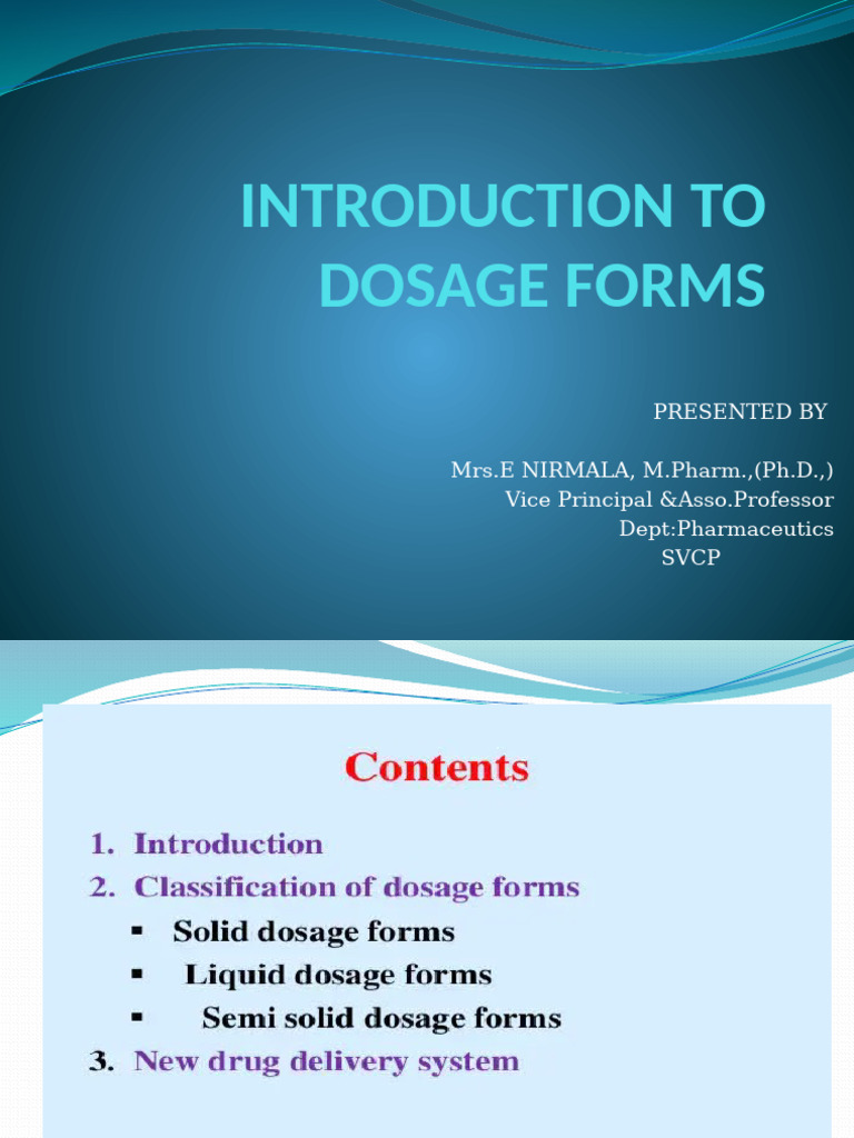Introduction To Dosage Forms PPT Ceutics 1 | PDF