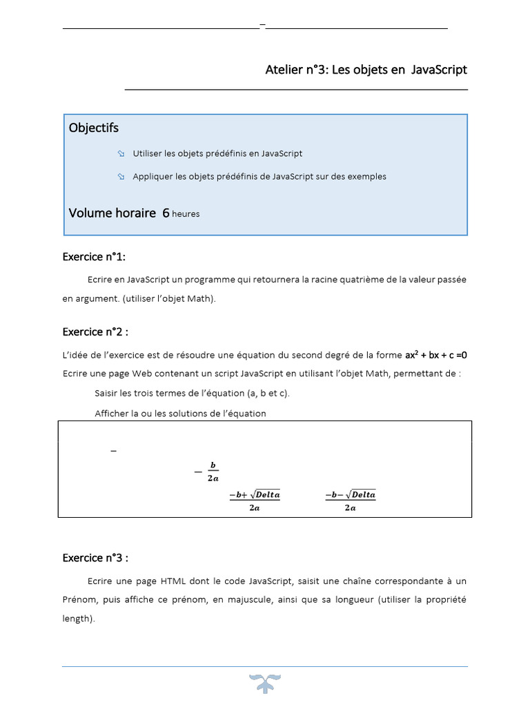 Atelier 3 - Web | PDF | JavaScript | Programmation web