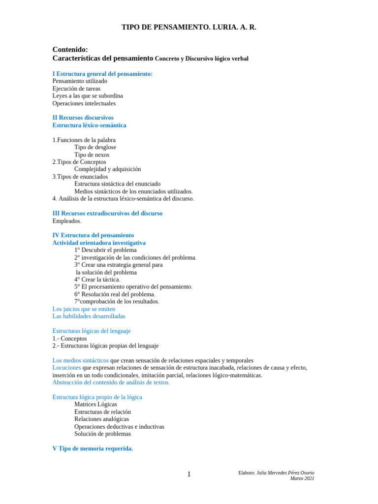 3 Tipo de Pensamiento. Luria. A. R. | PDF | Pensamiento | Oración ...