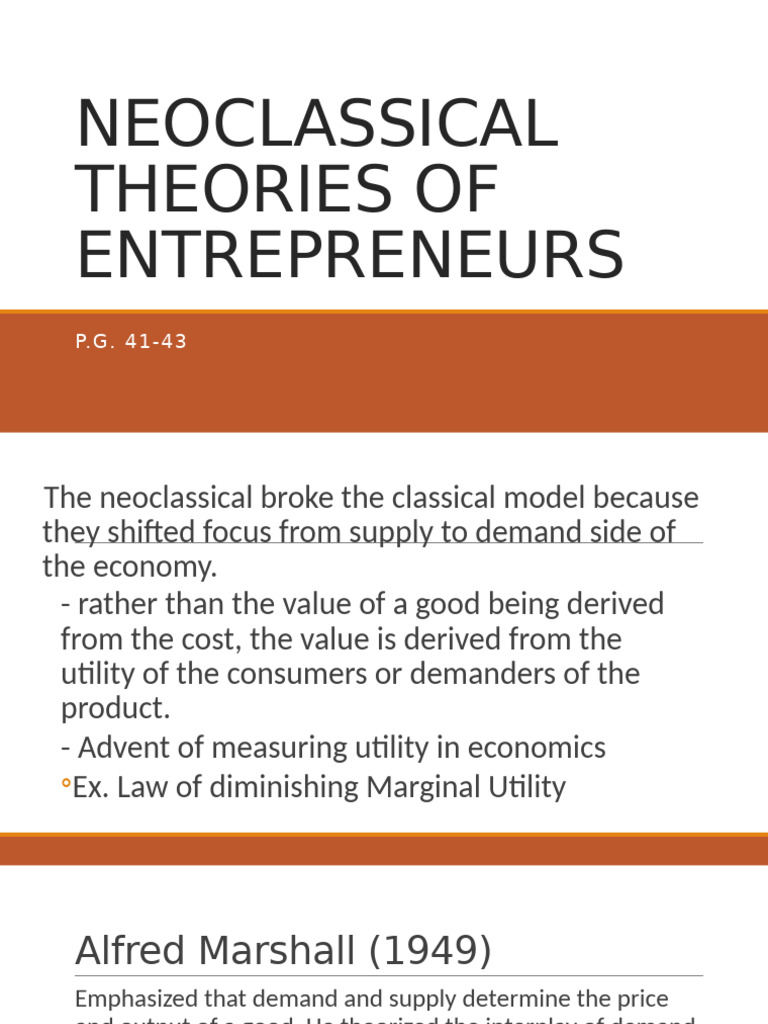 Neoclassical Theories of Entrepreneurship | PDF
