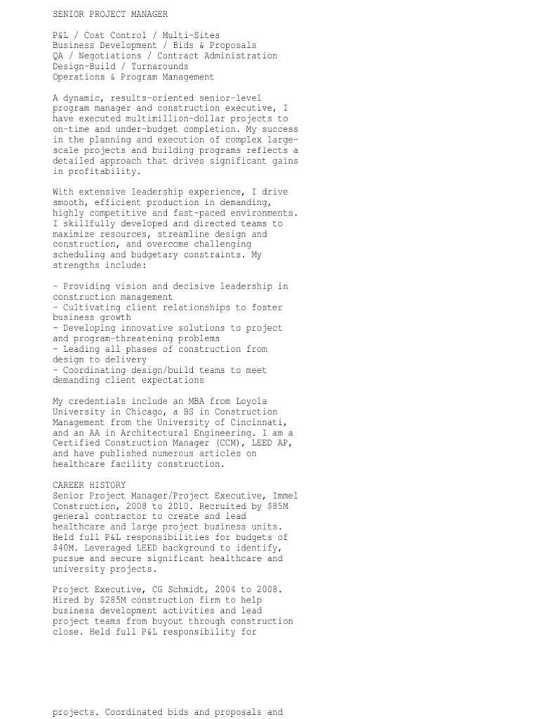 Construction Manager | PDF | Construction Management | Project Manager