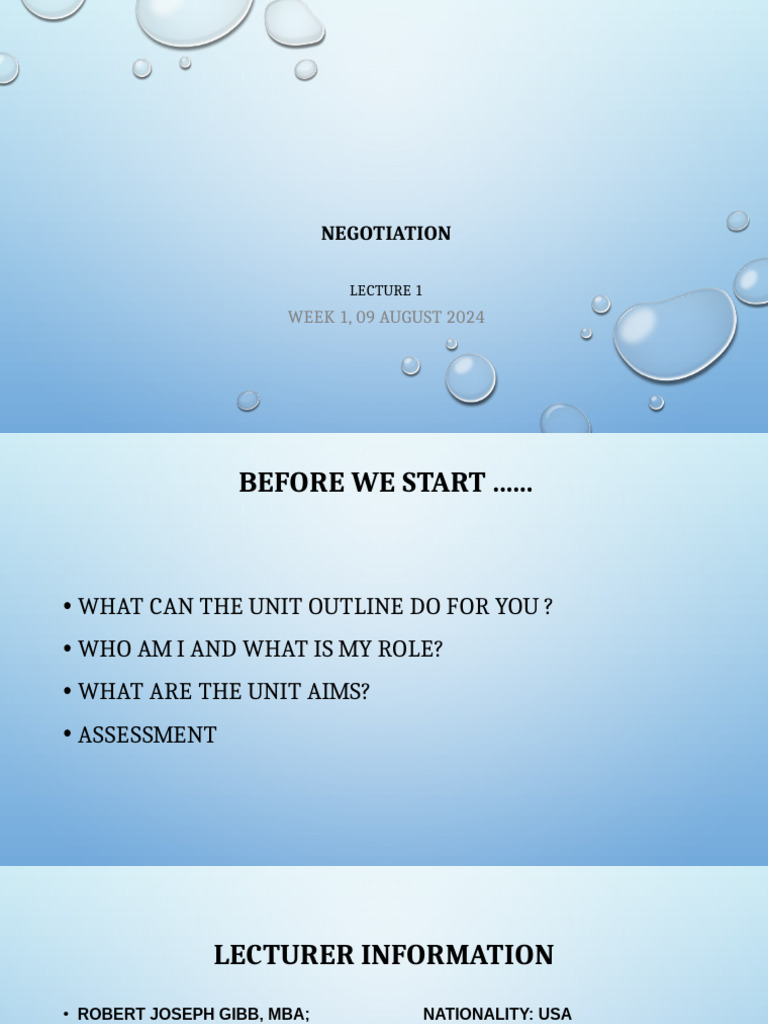 Negotiation 1 - Robert Gibb August 2024 | PDF | Negotiation | Motivation