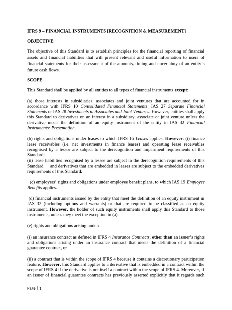 Ifrs 9-Financial Instruments (Recognition & Measurement) | PDF | Fair ...