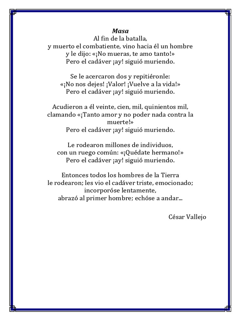 Poema "Masa" de César Vallejo | PDF | Poesía