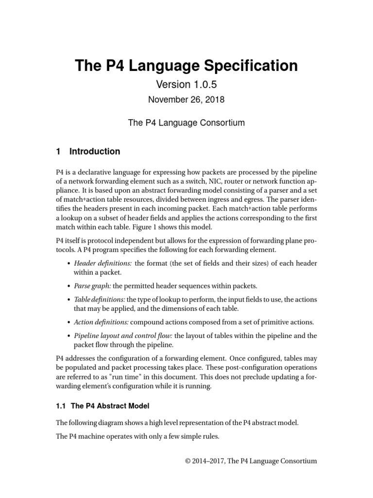November 26, 2018 The P4 Language Consortium | PDF | Parsing | Multiprotocol Label Switching