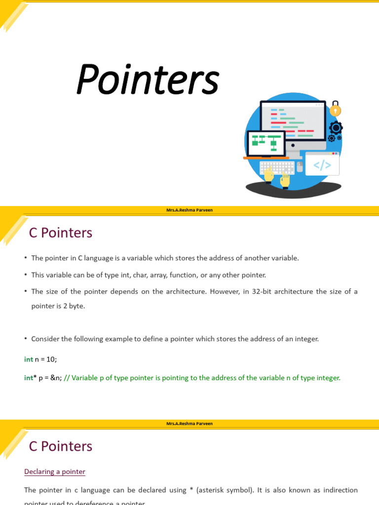 C Pointers Module Iii 1 Pdf Pointer Computer Programming Integer Computer Science