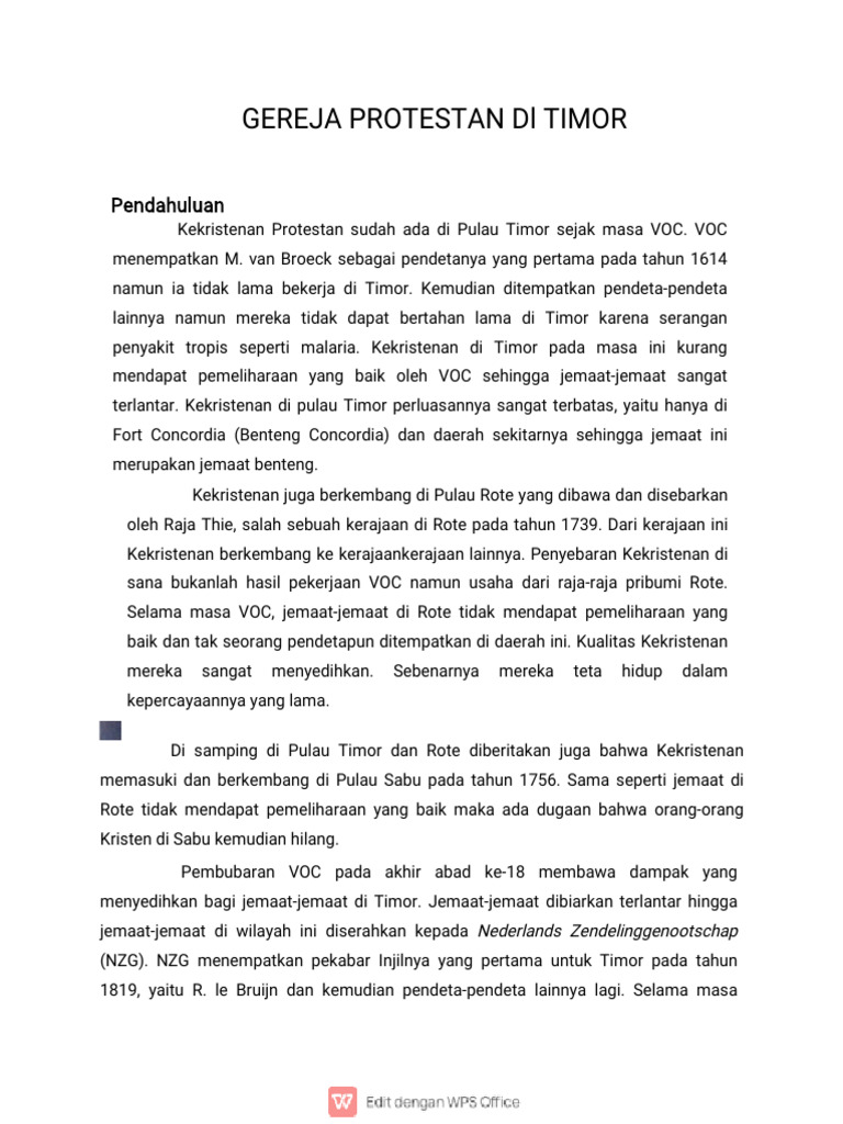 Sejarah Gereja GMIT di Timor | PDF