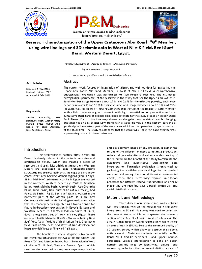 JPME - Volume 24 - Issue 1 - Pages 16-27 | PDF | Petroleum Reservoir ...