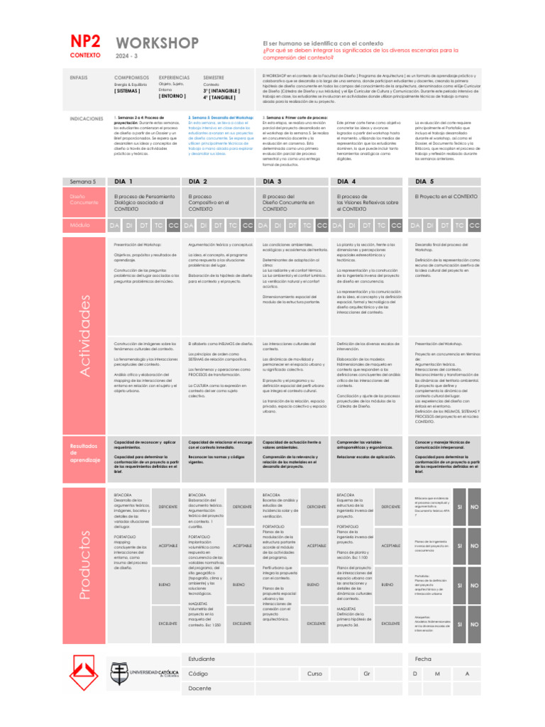 NP2-2024-3 Workshop Guia Semana 5 | PDF | Diseño | Evaluación